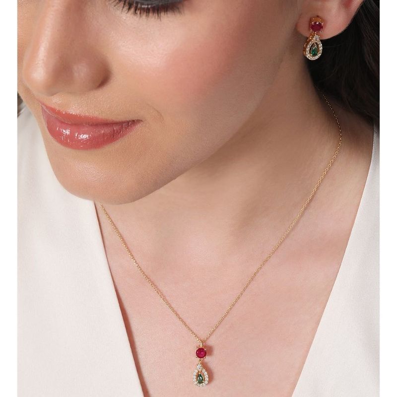 Buy Zavya Golden Cascade 925 Sterling Silver Gold-Plated Jewelry Set Online