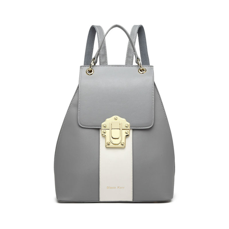 Buy Diana Korr Alina Two Tone Gold Clasp Backpack - Grey Online