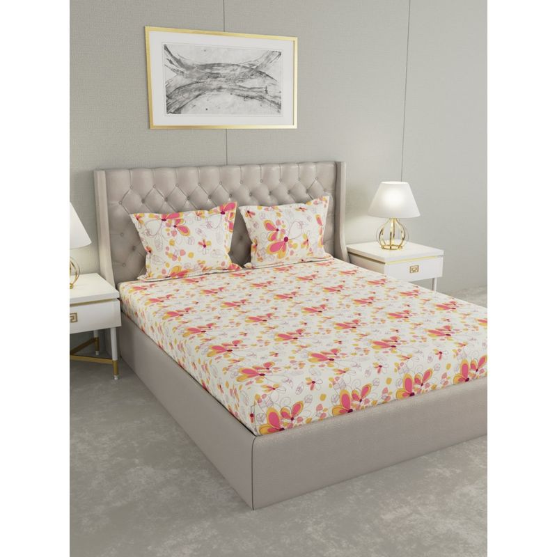 Buy RAYMOND HOME 120 TC Cotton Multicolour Double Bedsheet With 2 ...
