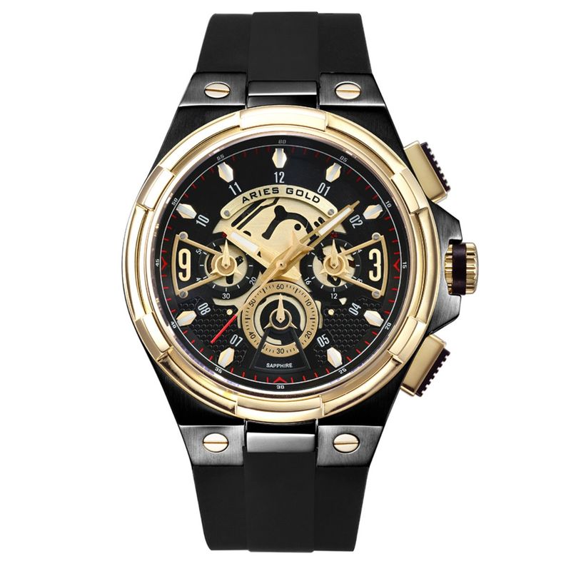 Aries Gold Lightning Chronograph Skeleton Watch With Sapphire Glass For ...