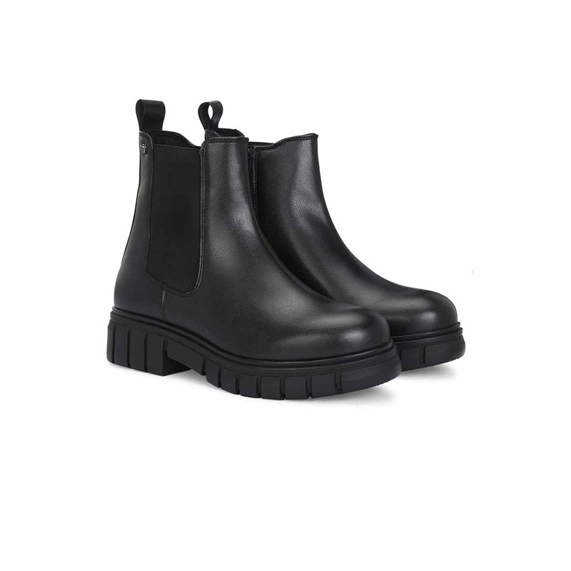 Buy Delize Women Black Synthetic Round Toe High Top Chelsea Boots Online