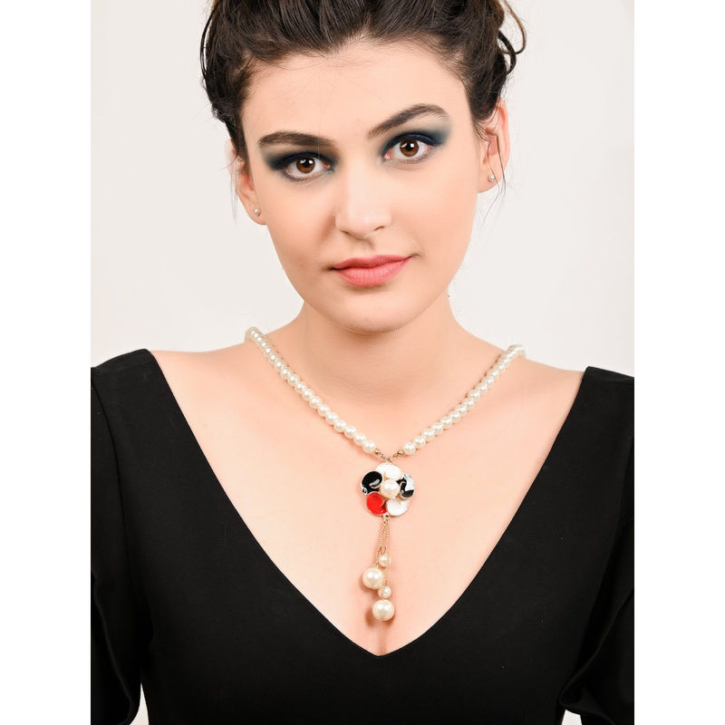 Buy Odette Enamelled Pretty White Pearl Necklace Online