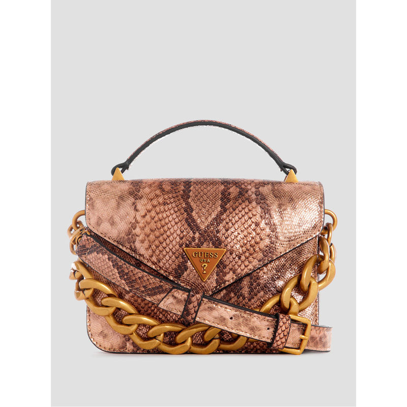 Buy Guess Rose Gold Python Retour Mini Top Handle Sling Bag Online