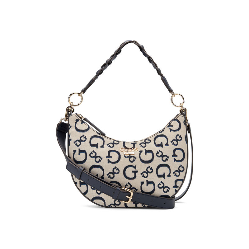 Buy Guess Navy Blue Printed Monica Mini Hobo Bag Online