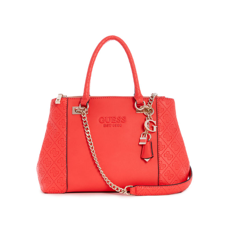 Buy Guess Coral Self Design Holly Status Carryall Satchel Bag Online