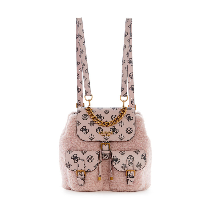 Buy Guess Pink Multi Printed Flap Backpack Online