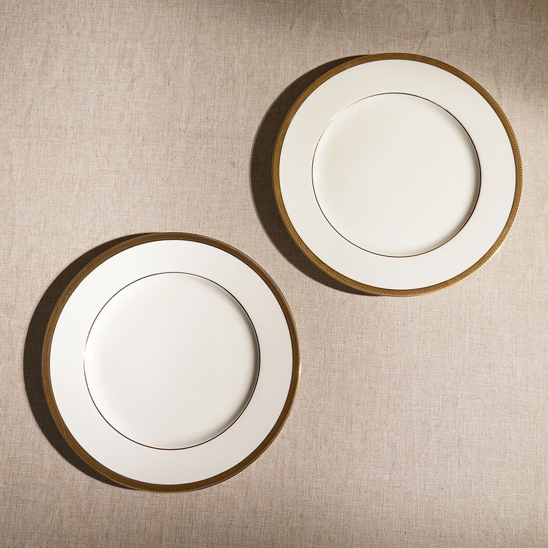 Buy Pure Home + Living White Rim Ceramic Dinner Plates (Pack of 2) Online