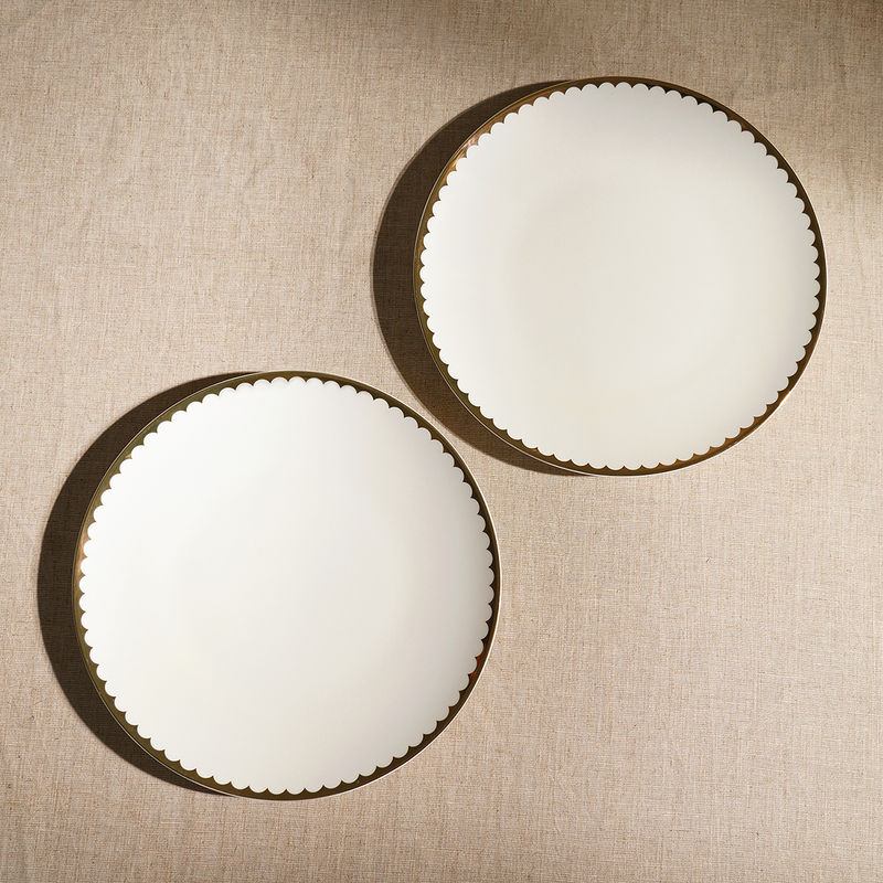 Buy Pure Home + Living White Scallop Detail Ceramic Dinner Plates (Pack ...