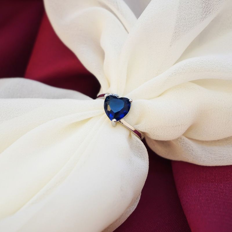 Buy Niscka Rhodium Plated Solitaire Blue Stone Ring Online