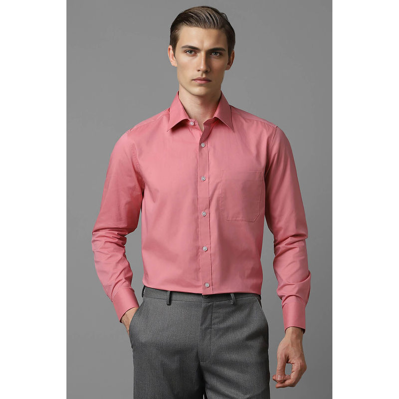Buy Louis Philippe Men Pink Regular Fit Solid Full Sleeves Formal Shirt ...