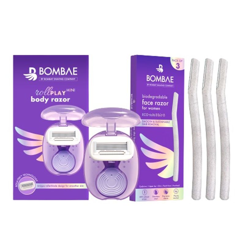 Bombae Rollplay Mini Body Razor With Reusable Face Razor - Pack Of 3 ...