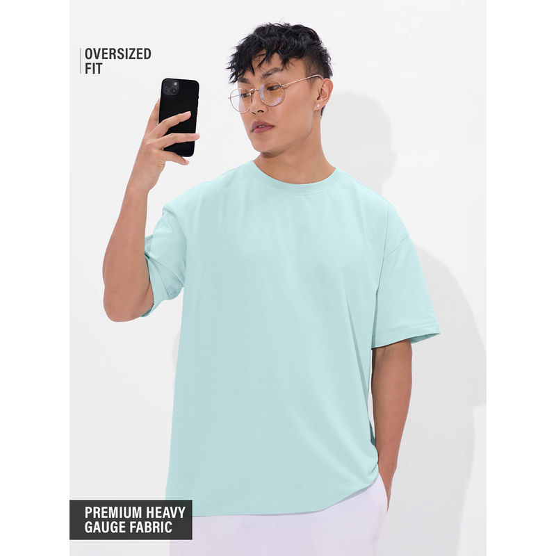 Buy The Souled Store Solid Sea Blue Oversized T-Shirt Online
