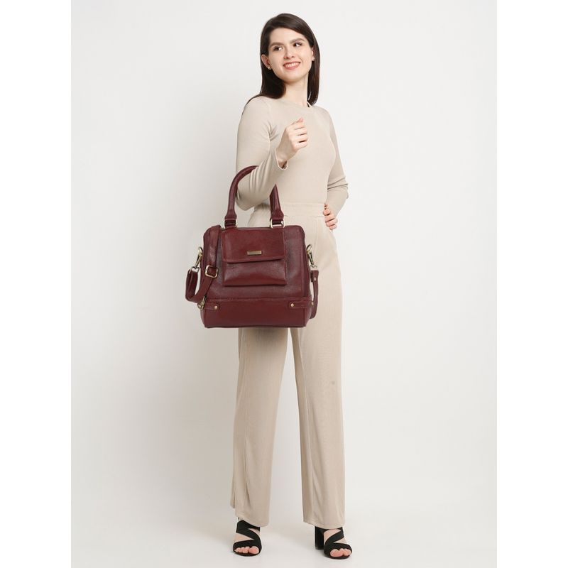 Buy Teakwood Women Leather Red Structured Handheld Bag Online