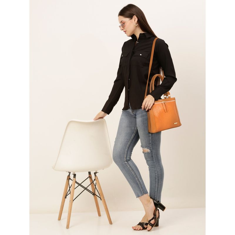 Buy Teakwood Women Mango Texture Leather Structured Handheld Bag Online