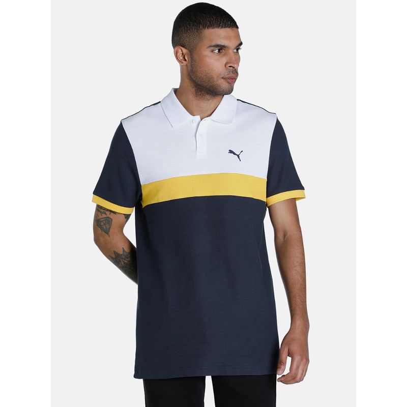 Buy Puma Colorblock Men Blue Polo T-shirt Online