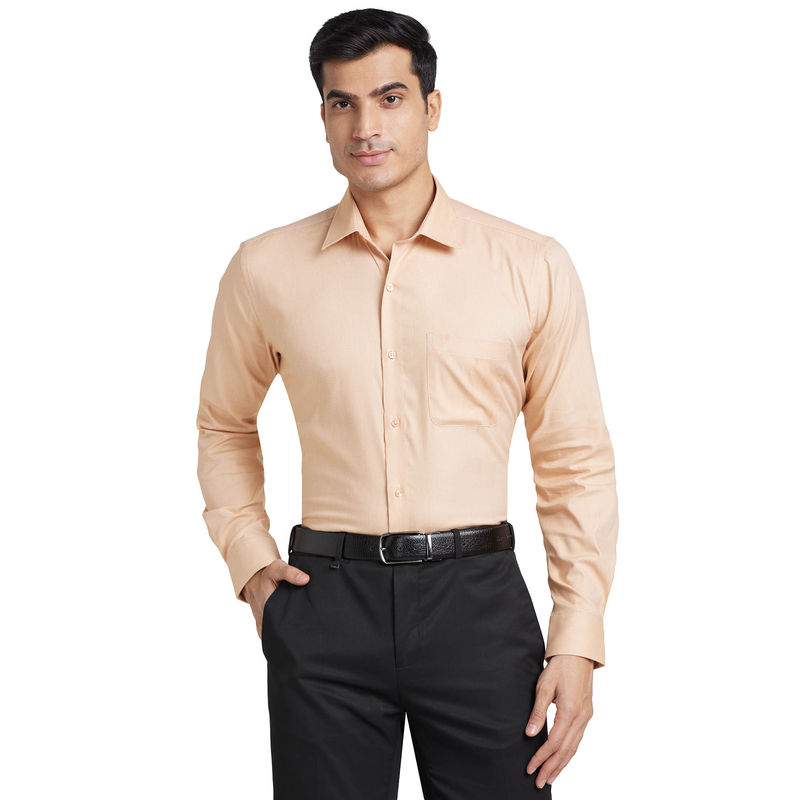 Buy Raymond Contemporary Fit Formal Shirt Full Sleeves Collar Neck Self ...