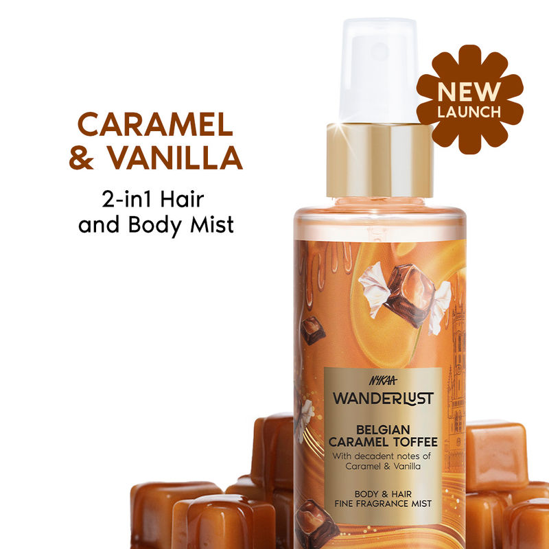 Buy Nykaa Wanderlust Belgian Caramel Toffee Body & Hair Perfume Mist ...