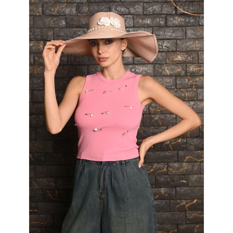 Buy Odette Women Peach Textured Sun Hat Online