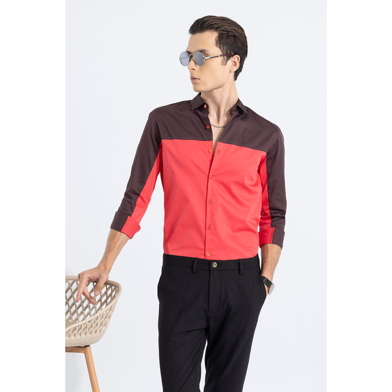 Buy Snitch Men Retro Panel Red Shirt Online