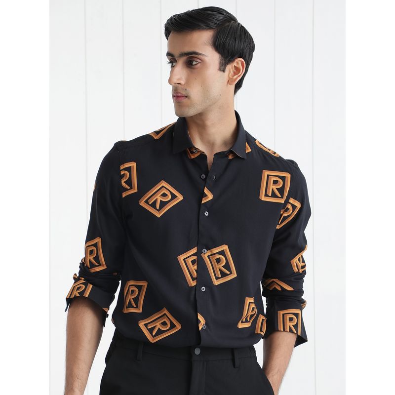 Buy Rare Rabbit Era Monogram Print T-Shirt Black Online