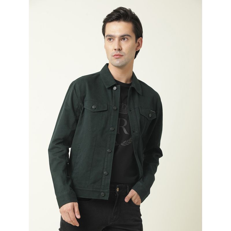 Buy Rare Rabbit Vintage Cotton Dobby Trucker Jacket Green Online