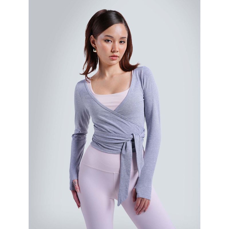 Buy Cava Athleisure Grey Cotton Wrap Top Online