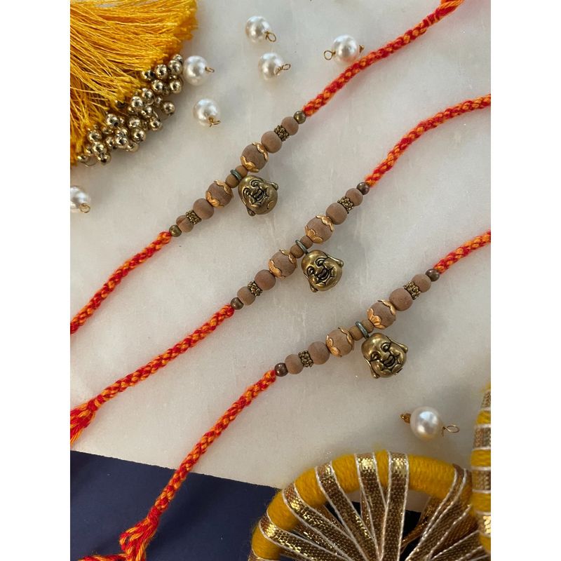 Buy Digital Dress Room Multi-Color Buddha Chandan Rakhi (Pack of 3) Online