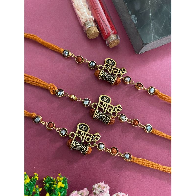 Buy Digital Dress Room Multi-Color Shiva Damru Rudraksh Rakhi (Pack of ...