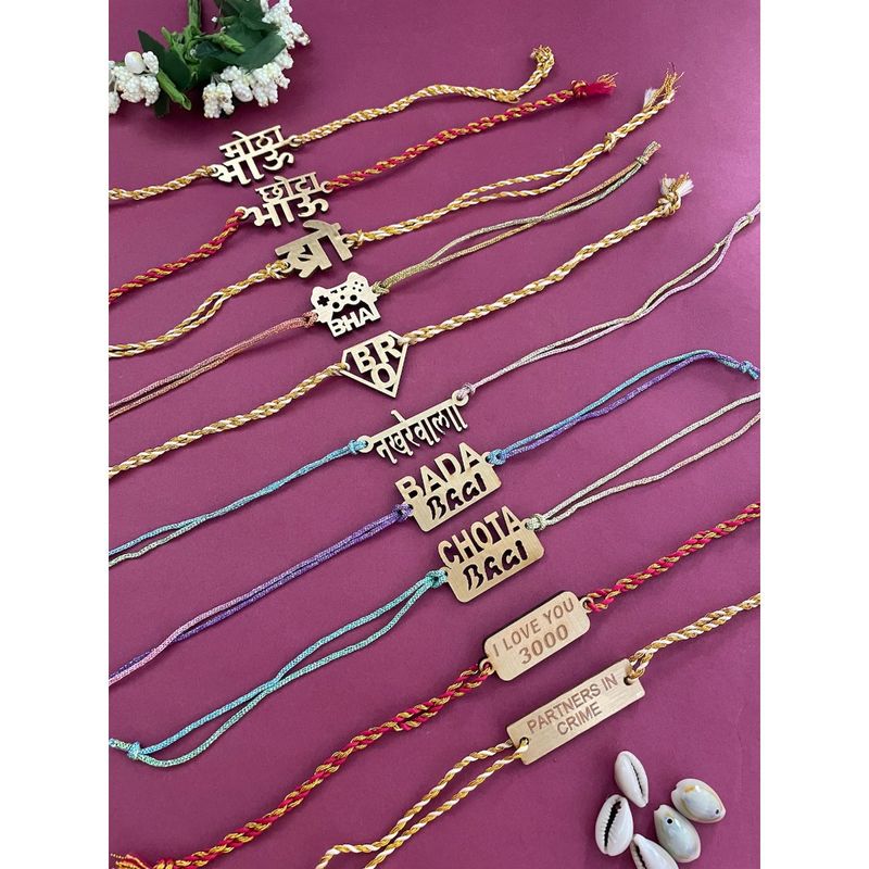 Buy Digital Dress Room Gold Bada Bhai Chhota Bhai Rakhi (Pack of 10) Online