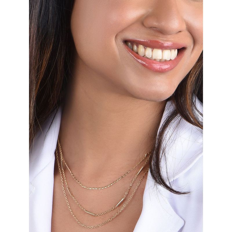 Buy Toniq Casual Gold Plated Delicate Choker 3 Layered Necklace for ...