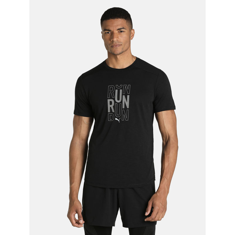 Buy Puma Run Logo Ss M Men Black T-shirt Online