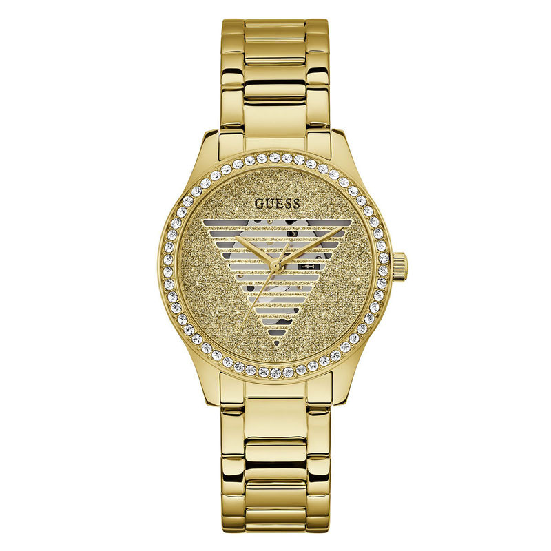 Buy Guess Women Champagne Round Stainless Steel Dial Analog Watch ...