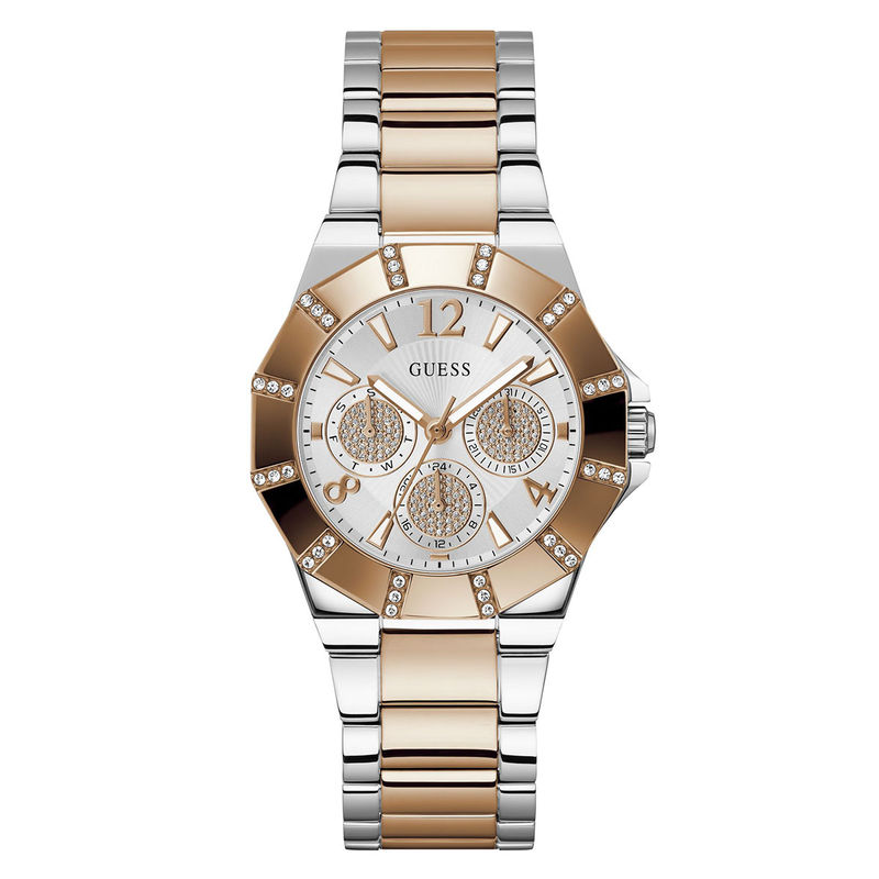 Buy Guess Women Silver Round Stainless Steel Dial Analog Watch ...