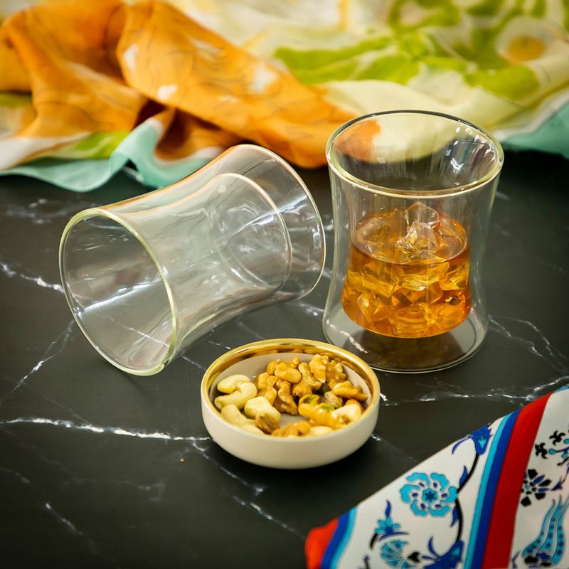 Buy EZ Life Borosilicate Double Wall Curvilicious Glass Transparent ...