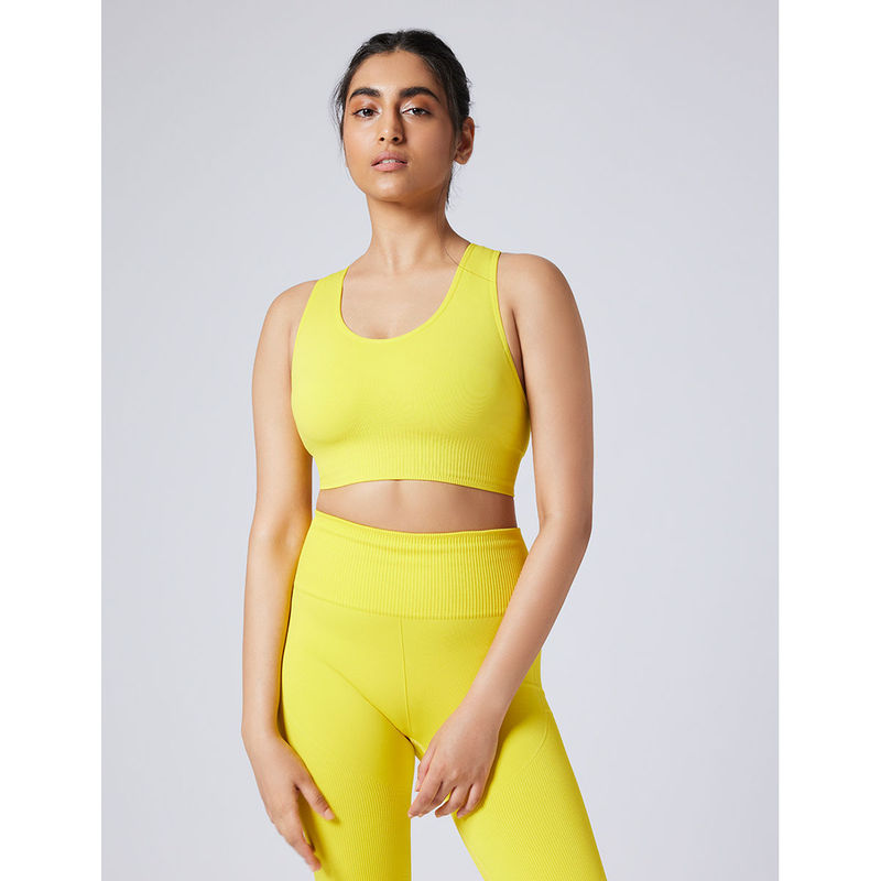 Buy FEIER Yellow Agile Racerback Sports Bra Online