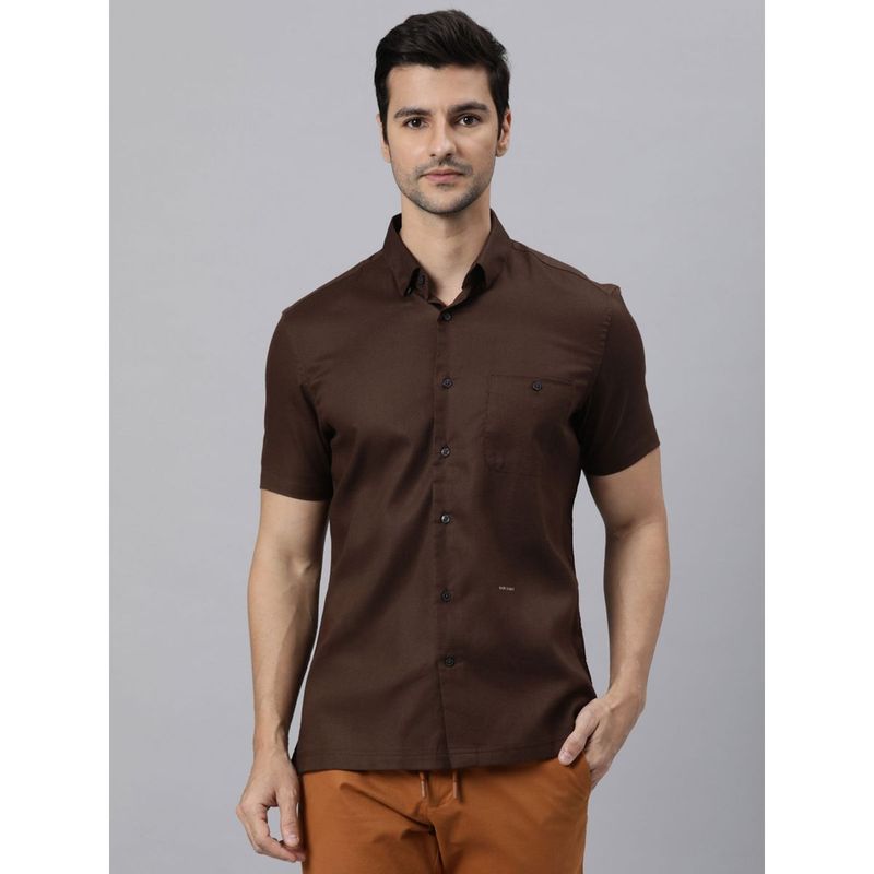 Buy RARE RABBIT Maral R- Tencel Half Sleeves Men Shirt - Brown Online