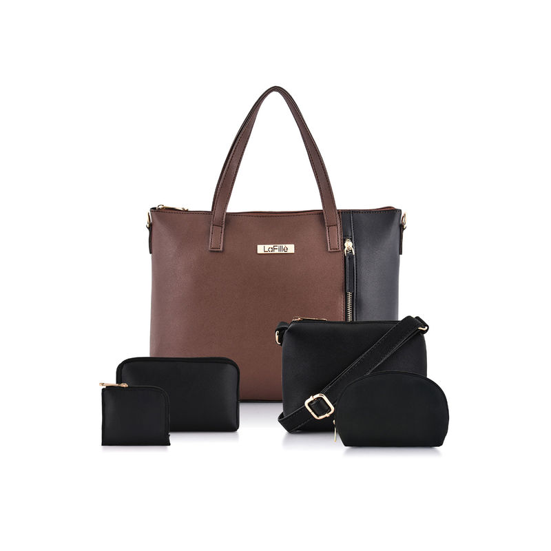 Buy LaFille Black Womens Handbag - Shoulder Bag - Combo Set of 5 Online