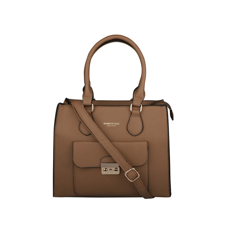 Buy Kenneth Cole Brown Solid Satchel Handbag Online
