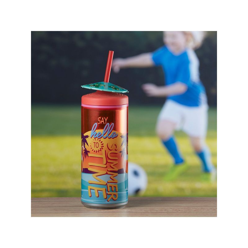 Buy Kookee Orange Acrylic Sipper Frosted with Straw and Lid - 275Ml Online