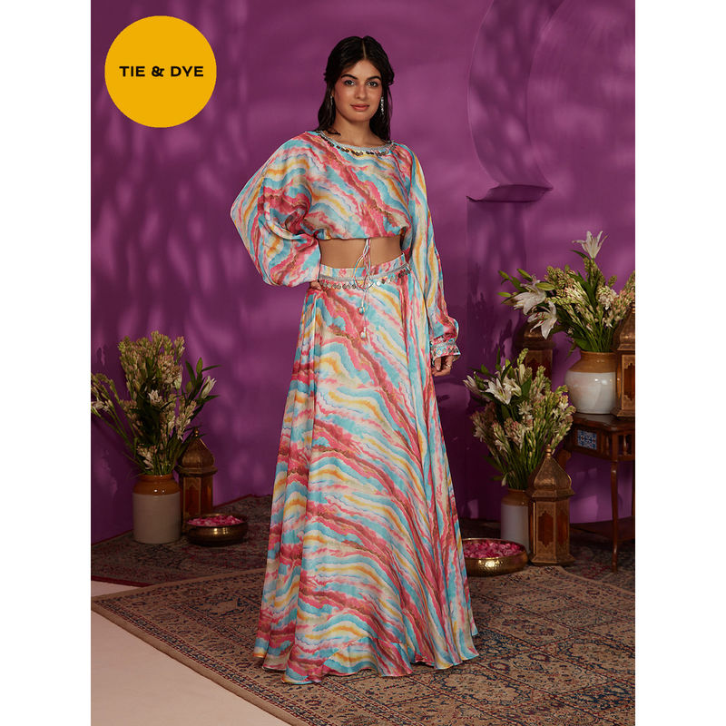 Buy Gajra Gang Rangeen Gypsy Coin Laced Blouson Top & Skirt GGLEH55 ...