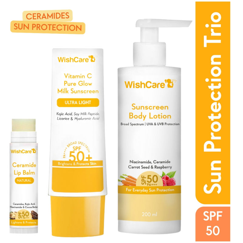 Buy WishCare Sun Protection SPF50 + PA++++ Trio With Vitamin C, Kojic ...