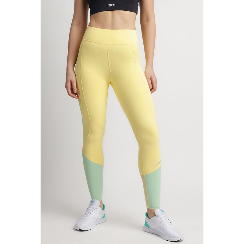 Buy Reebok Yellow Power Run Colorblock Tights Online