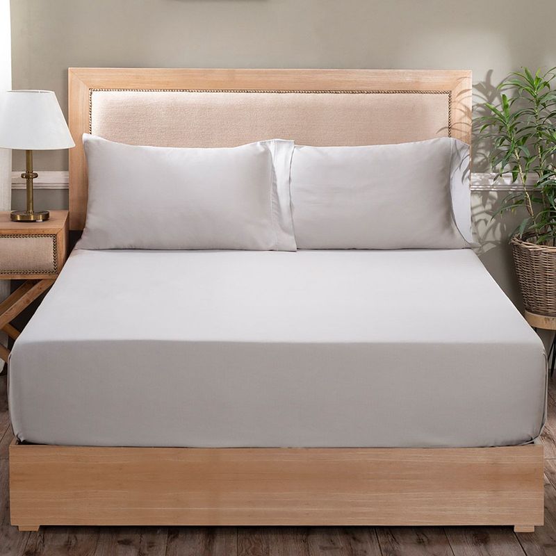 Maspar Vintage Mellow 400Tc Excel Light Grey Solid King Bed Sheet With ...