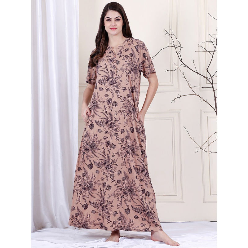 Buy Kanvin Beige Women's Long Nighty Online
