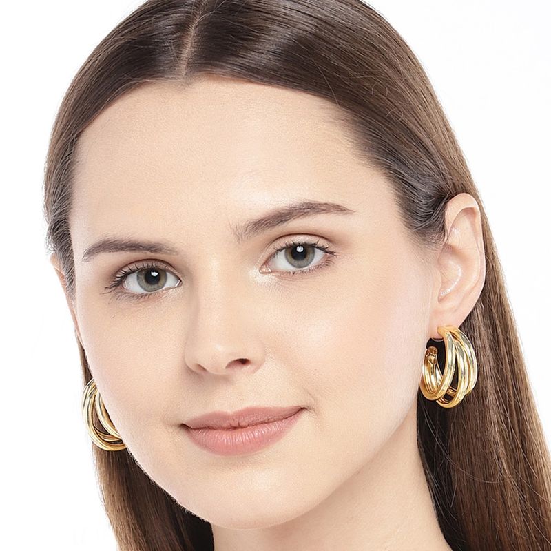 Buy OOMPH Gold Tone Vintage Retro Style Large Fashion Hoop Earrings Online