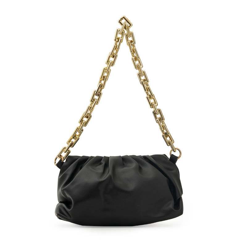 NUFA Ruched Gold Chain Black Shoulder Bag: Buy NUFA Ruched Gold Chain ...