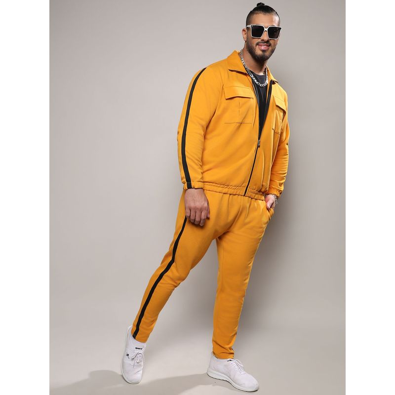 Buy Instafab Plus Mens Mustard Yellow Zip-Front Tracksuit (Set of 2) Online