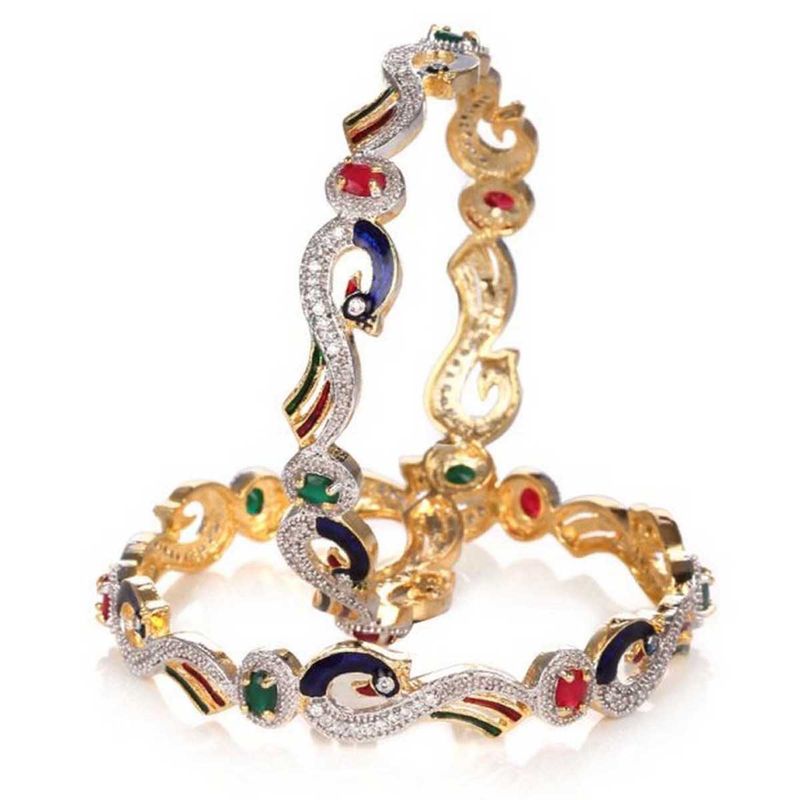 Buy Jewels Galaxy Exquisite Mayur Inspired Gold Plated Multicolor ...