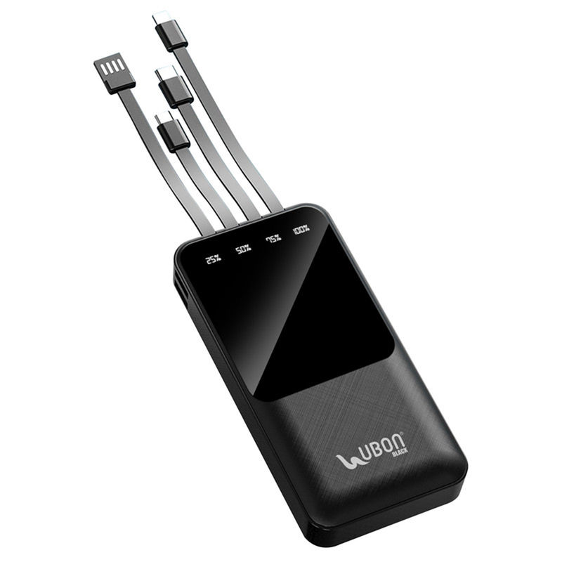 Buy Ubon 10000mAh Power Bank Inbuilt Charging Cables & LED Percentage ...