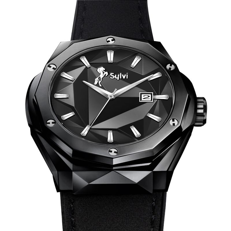 Buy Sylvi Men Imperial Premium Crystal Cut Dial Watches - Black Online